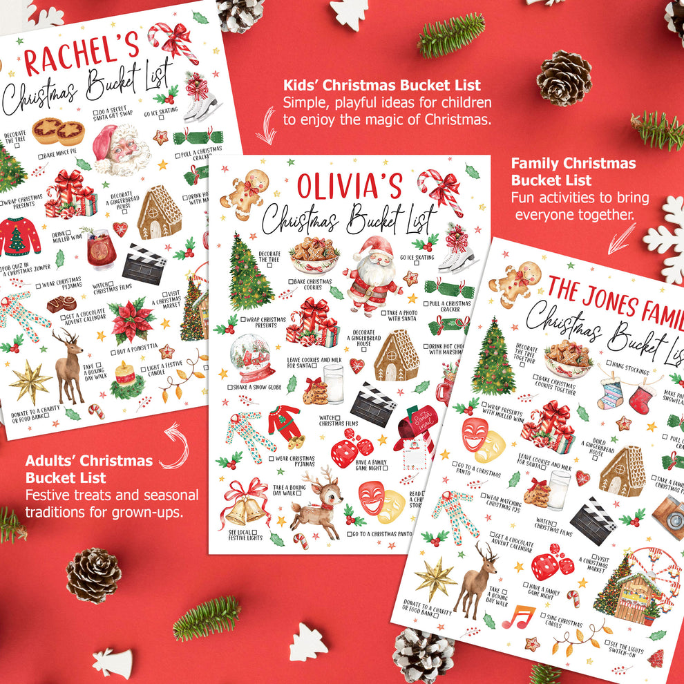 Kids, Adults & Family Festive Activity | Bucket List Christmas Card ...